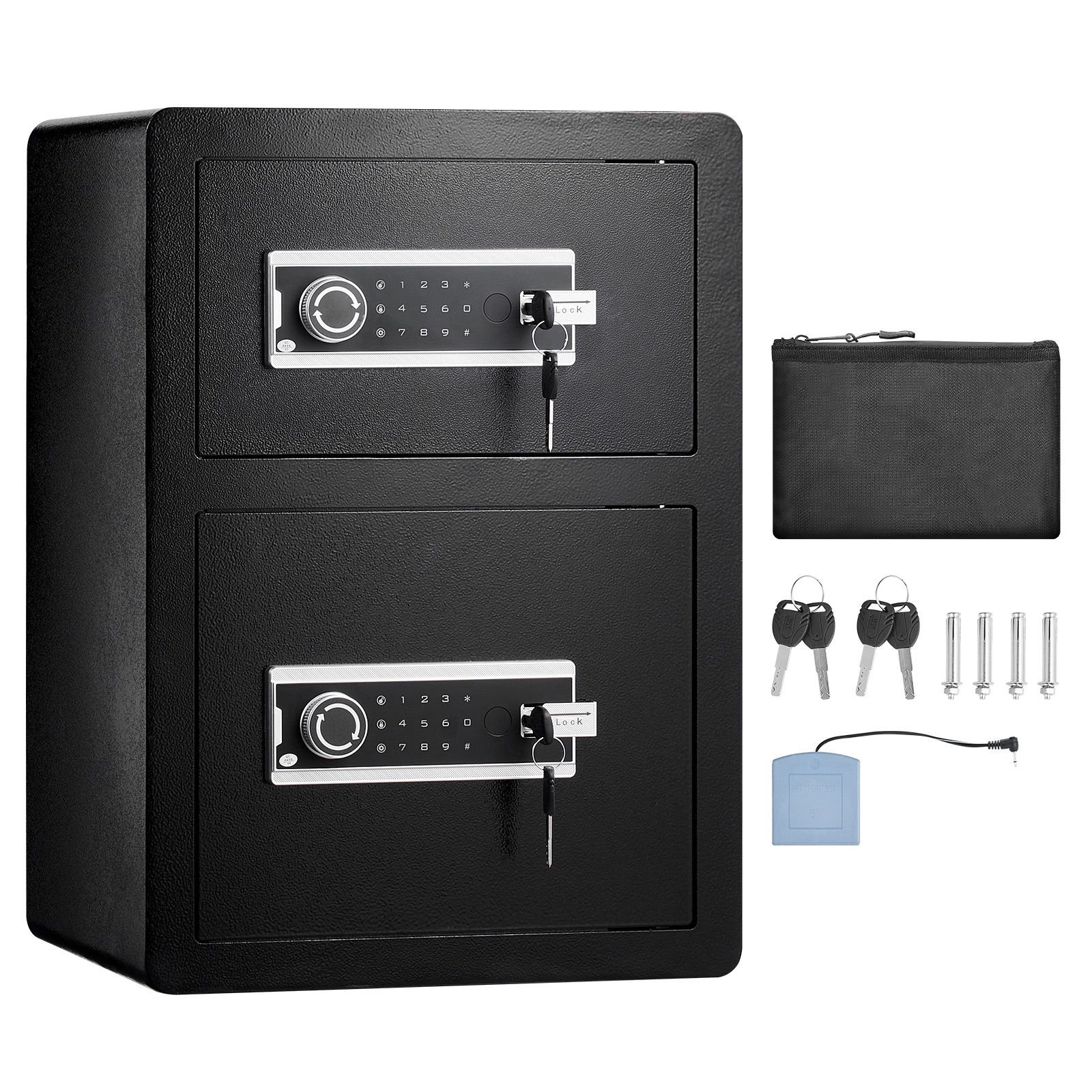Double Doors 3.5 cu.ft Safe Box with Key Lock & Password, Safe Lock Box ...